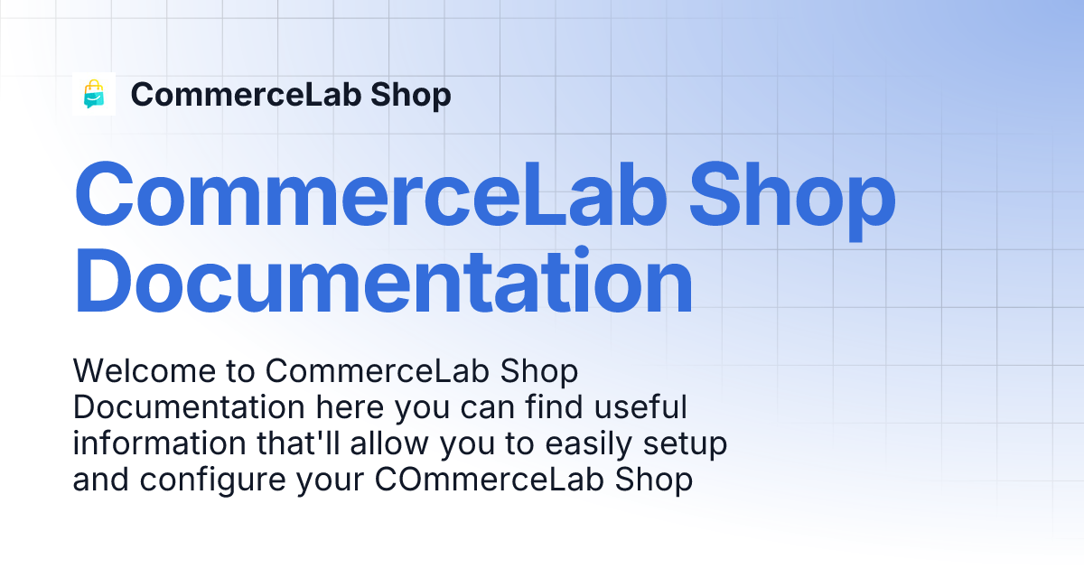 CommerceLab Shop Documentation | CommerceLab Shop